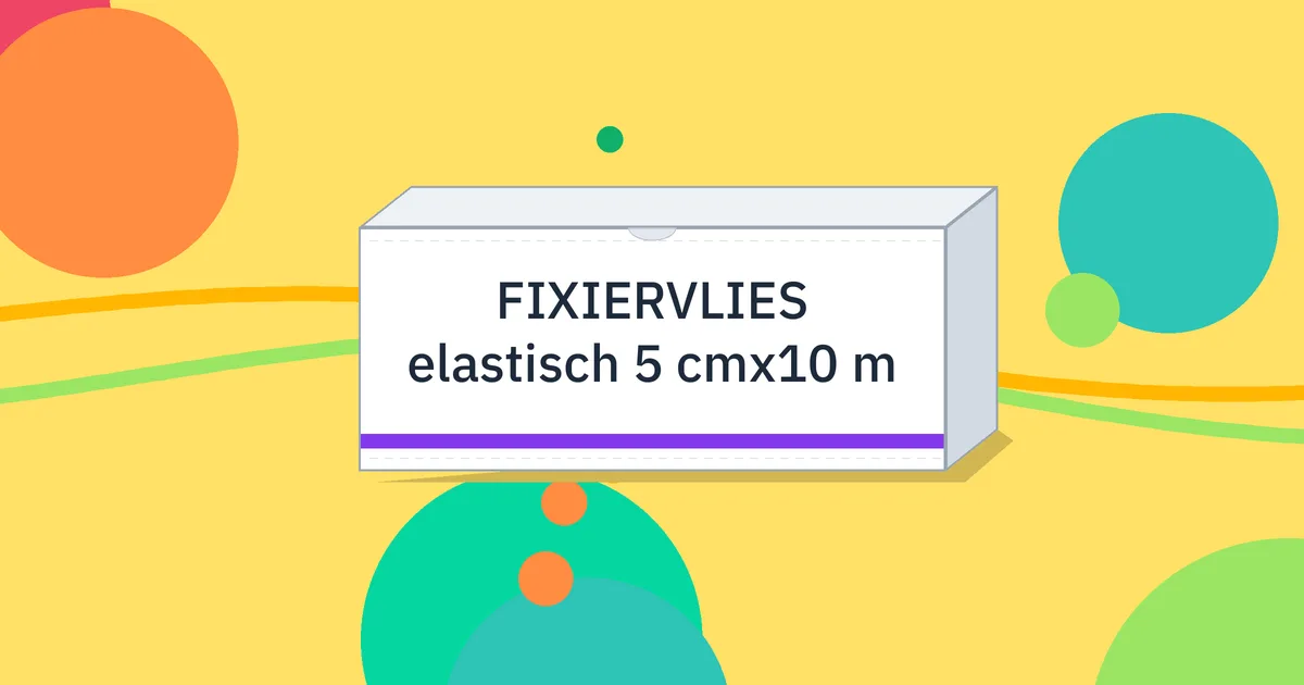 Symbolbild: Packung mit der Aufschrift FIXIERVLIES elastisch 5 cmx10 m (PZN 09729174) – Verfügbarkeit und Bezug in Apotheken in Frankfurt am Main