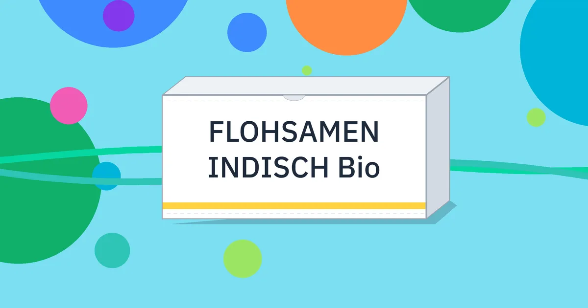 Symbolbild: Packung mit der Aufschrift FLOHSAMEN INDISCH Bio (PZN 09648694) – Verfügbarkeit und Bezug in Apotheken in Frankfurt am Main