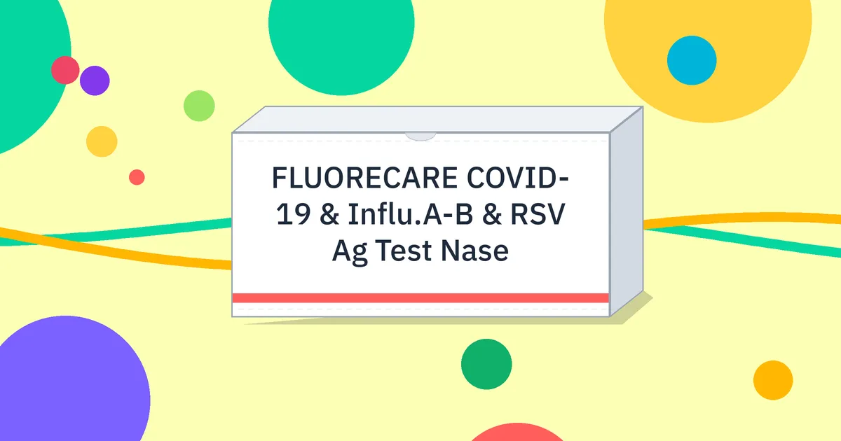 Symbolbild: Packung mit der Aufschrift FLUORECARE COVID-19 & Influ.A-B & RSV Ag Test Nase (PZN 19638343) – Verfügbarkeit und Bezug in Apotheken in Frankfurt am Main