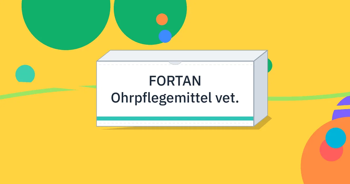 Symbolbild: Packung mit der Aufschrift FORTAN Ohrpflegemittel vet. (PZN 00393502) – Verfügbarkeit und Bezug in Apotheken in Frankfurt am Main