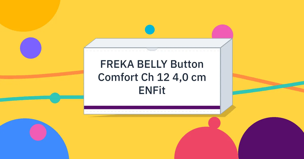 Symbolbild: Packung mit der Aufschrift FREKA BELLY Button Comfort Ch 12 4,0 cm ENFit (PZN 11481913) – Verfügbarkeit und Bezug in Apotheken in Frankfurt am Main