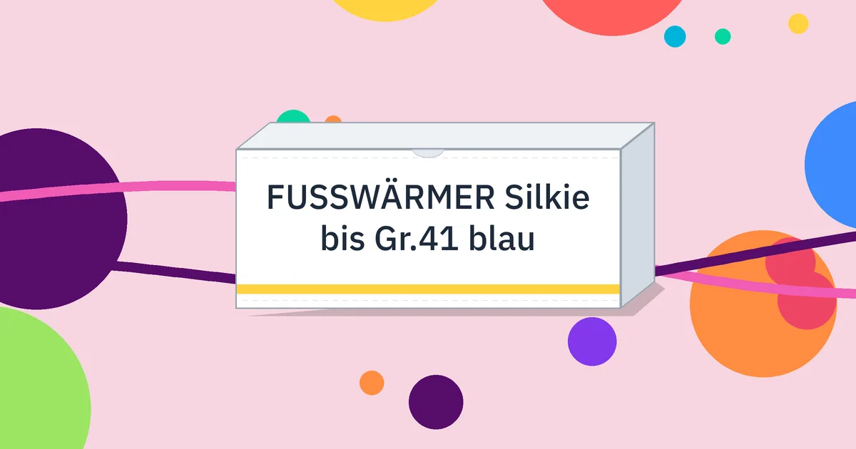 Symbolbild: Packung mit der Aufschrift FUSSWÄRMER Silkie bis Gr.41 blau (PZN 12477138) – Verfügbarkeit und Bezug in Apotheken in Frankfurt am Main