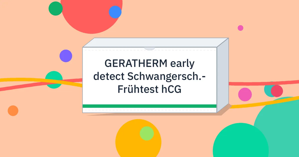 Symbolbild: Packung mit der Aufschrift GERATHERM early detect Schwangersch.-Frühtest hCG (PZN 20038826) – Verfügbarkeit und Bezug in Apotheken in Frankfurt am Main