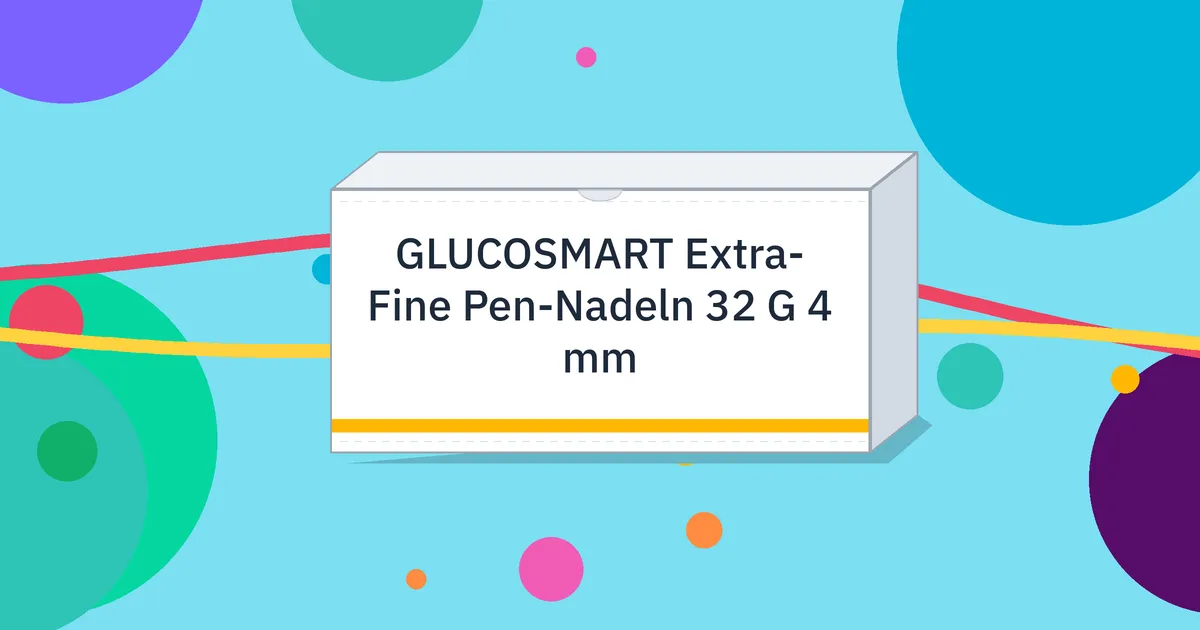 Symbolbild: Packung mit der Aufschrift GLUCOSMART Extra-Fine Pen-Nadeln 32 G 4 mm (PZN 20548958) – Verfügbarkeit und Bezug in Apotheken in Frankfurt am Main