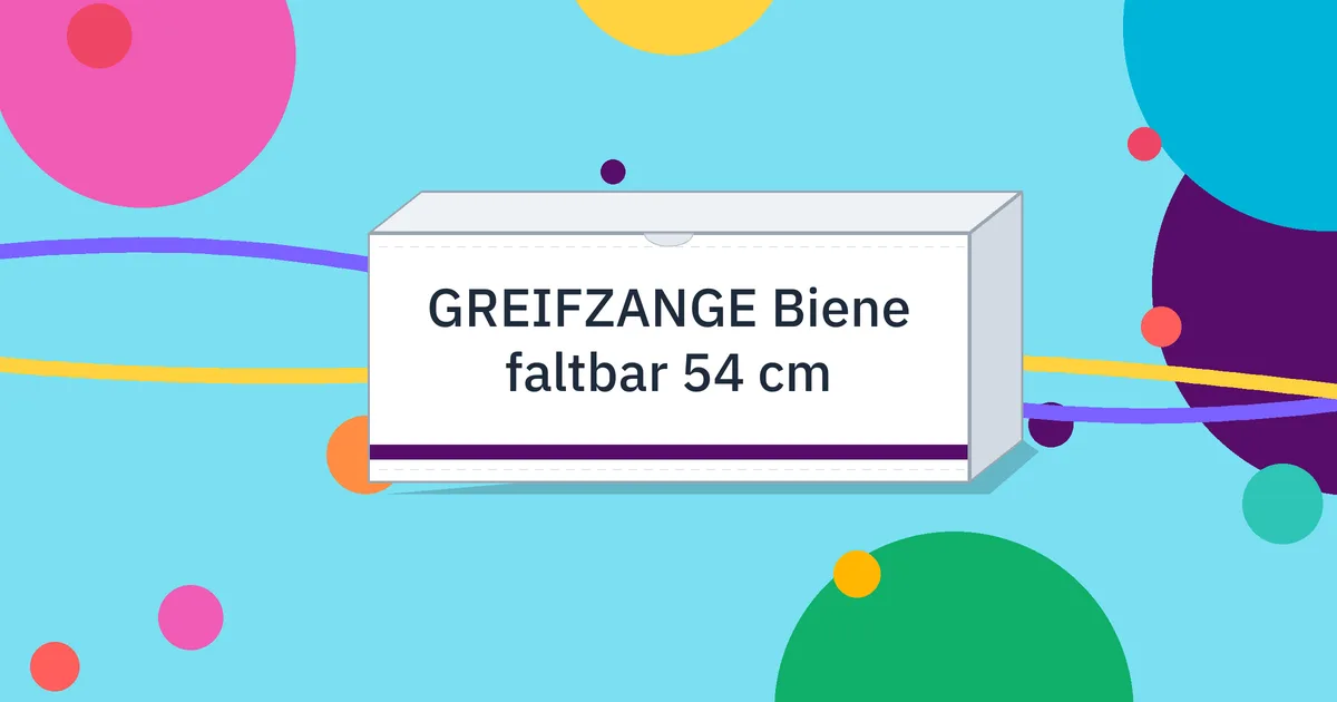 Symbolbild: Packung mit der Aufschrift GREIFZANGE Biene faltbar 54 cm (PZN 10404000) – Verfügbarkeit und Bezug in Apotheken in Frankfurt am Main