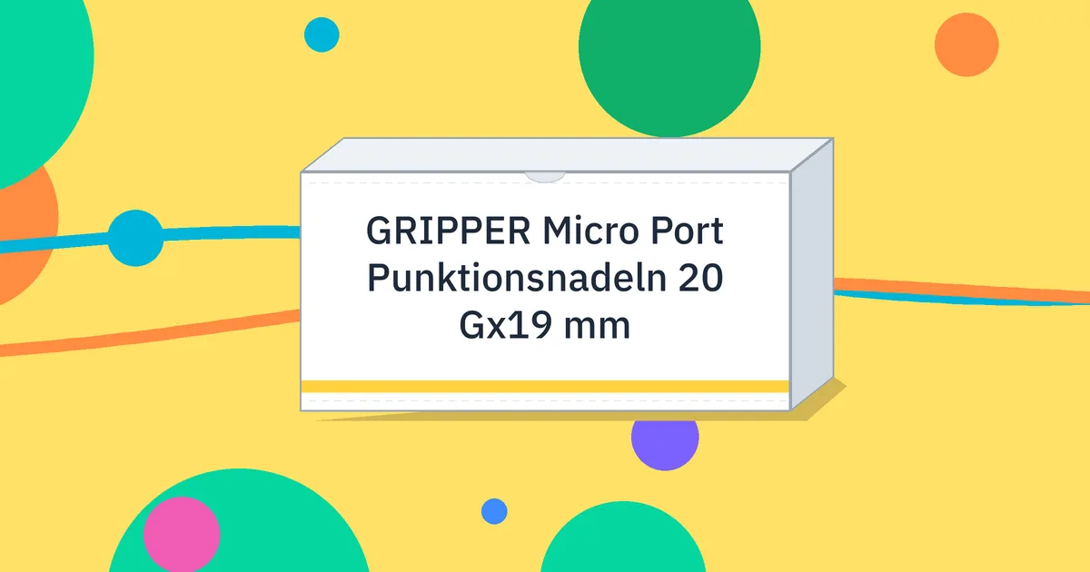 Symbolbild: Packung mit der Aufschrift GRIPPER Micro Port Punktionsnadeln 20 Gx19 mm (PZN 09007363) – Verfügbarkeit und Bezug in Apotheken in Frankfurt am Main