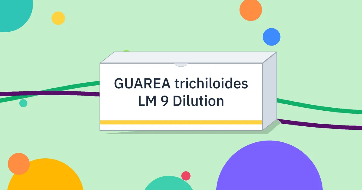 Symbolbild: Packung mit der Aufschrift GUAREA trichiloides LM 9 Dilution (PZN 13548372) – Verfügbarkeit und Bezug in Apotheken in Frankfurt am Main
