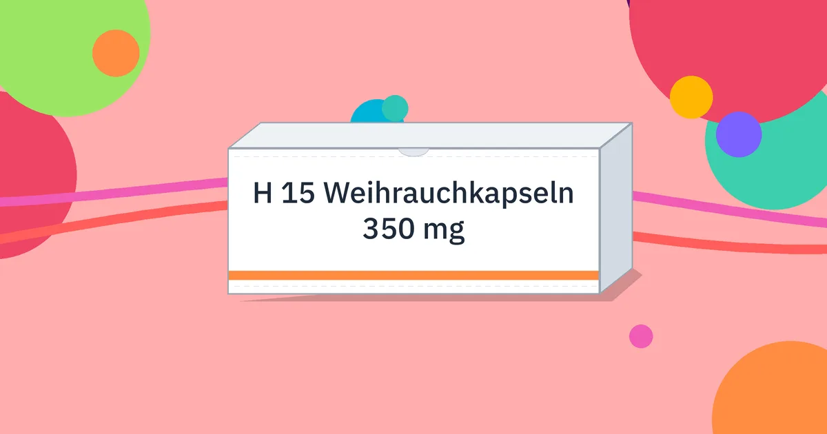 Symbolbild: Packung mit der Aufschrift H 15 Weihrauchkapseln 350 mg (PZN 09528429) – Verfügbarkeit und Bezug in Apotheken in Frankfurt am Main