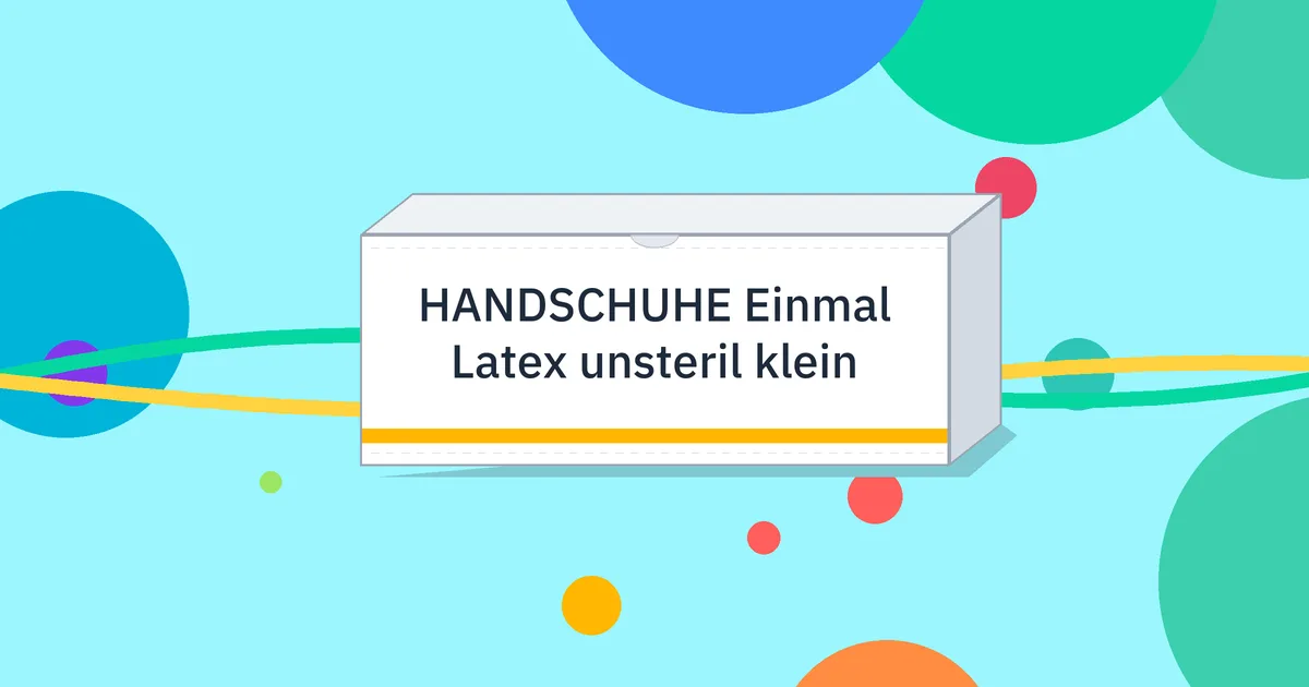 Symbolbild: Packung mit der Aufschrift HANDSCHUHE Einmal Latex unsteril klein (PZN 03465136) – Verfügbarkeit und Bezug in Apotheken in Frankfurt am Main