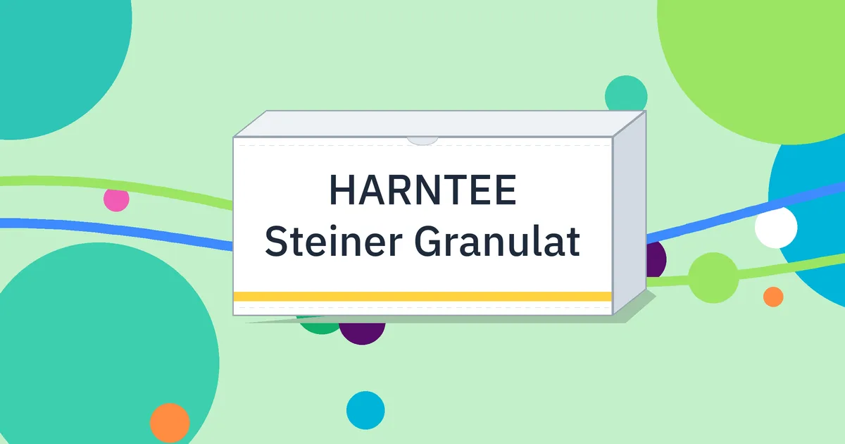 Symbolbild: Packung mit der Aufschrift HARNTEE Steiner Granulat (PZN 06877164) – Verfügbarkeit und Bezug in Apotheken in Frankfurt am Main