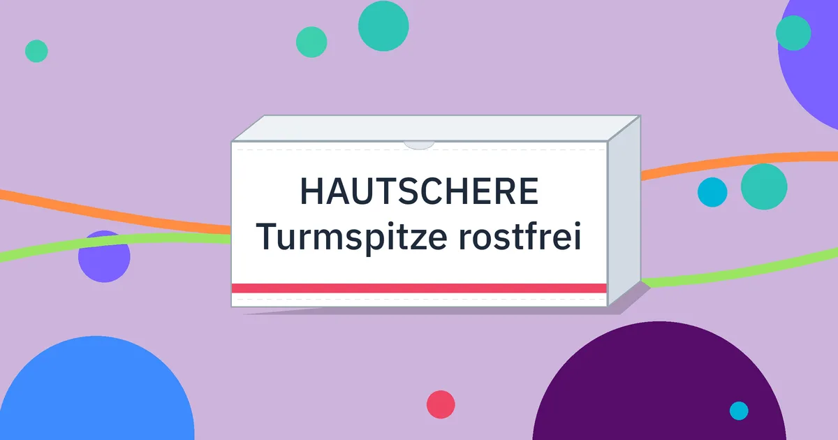 Symbolbild: Packung mit der Aufschrift HAUTSCHERE Turmspitze rostfrei (PZN 01503890) – Verfügbarkeit und Bezug in Apotheken in Frankfurt am Main
