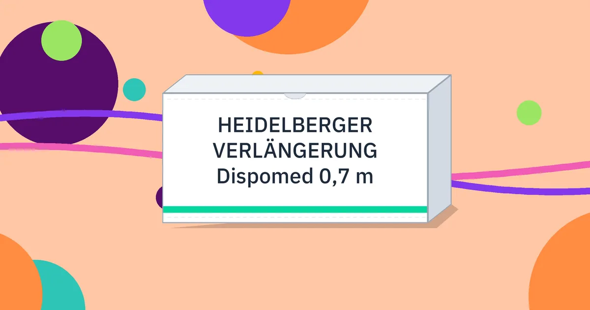 Symbolbild: Packung mit der Aufschrift HEIDELBERGER VERLÄNGERUNG Dispomed 0,7 m (PZN 08495780) – Verfügbarkeit und Bezug in Apotheken in Frankfurt am Main