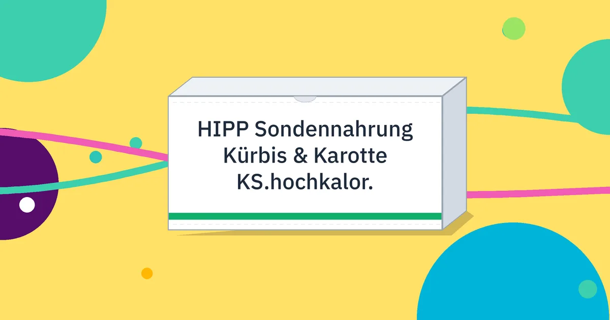 Symbolbild: Packung mit der Aufschrift HIPP Sondennahrung Kürbis & Karotte KS.hochkalor. (PZN 19351015) – Verfügbarkeit und Bezug in Apotheken in Frankfurt am Main