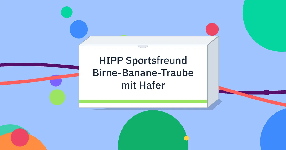Symbolbild: Packung mit der Aufschrift HIPP Sportsfreund Birne-Banane-Traube mit Hafer (PZN 13988823) – Verfügbarkeit und Bezug in Apotheken in Frankfurt am Main