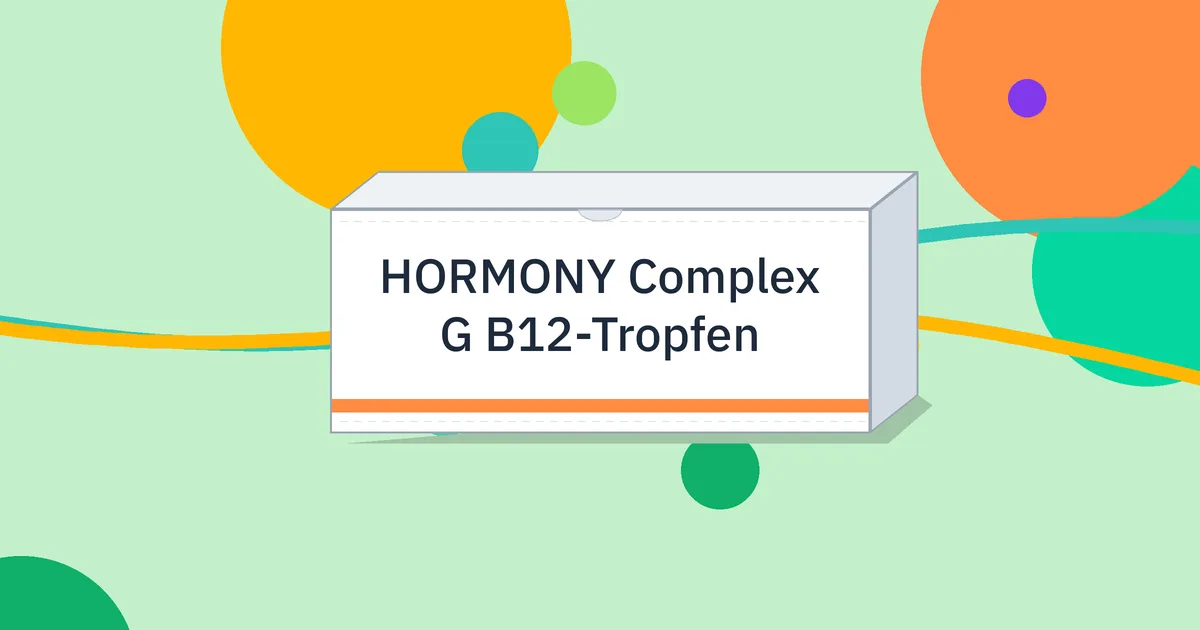Symbolbild: Packung mit der Aufschrift HORMONY Complex G B12-Tropfen (PZN 15587175) – Verfügbarkeit und Bezug in Apotheken in Frankfurt am Main