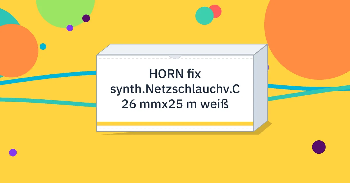 Symbolbild: Packung mit der Aufschrift HORN fix synth.Netzschlauchv.C 26 mmx25 m weiß (PZN 03783310) – Verfügbarkeit und Bezug in Apotheken in Frankfurt am Main