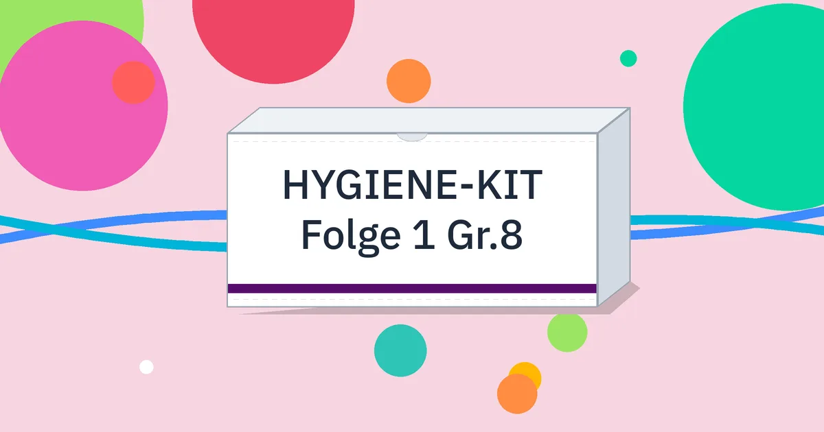 Symbolbild: Packung mit der Aufschrift HYGIENE-KIT Folge 1 Gr.8 (PZN 17443629) – Verfügbarkeit und Bezug in Apotheken in Frankfurt am Main