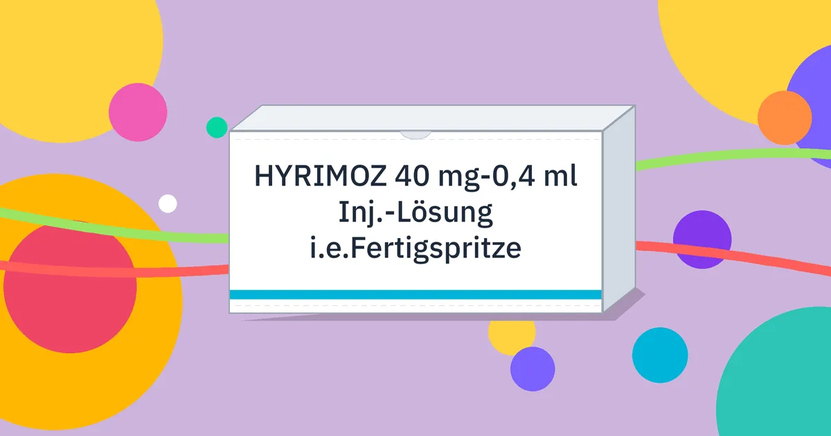 Symbolbild: Packung mit der Aufschrift HYRIMOZ 40 mg-0,4 ml Inj.-Lösung i.e.Fertigspritze (PZN 19371704) – Verfügbarkeit und Bezug in Apotheken in Frankfurt am Main
