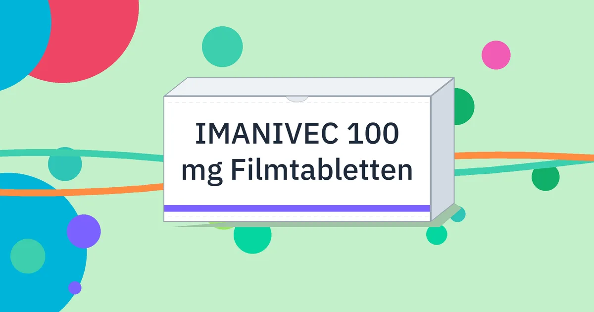 Symbolbild: Packung mit der Aufschrift IMANIVEC 100 mg Filmtabletten (PZN 12510545) – Verfügbarkeit und Bezug in Apotheken in Frankfurt am Main