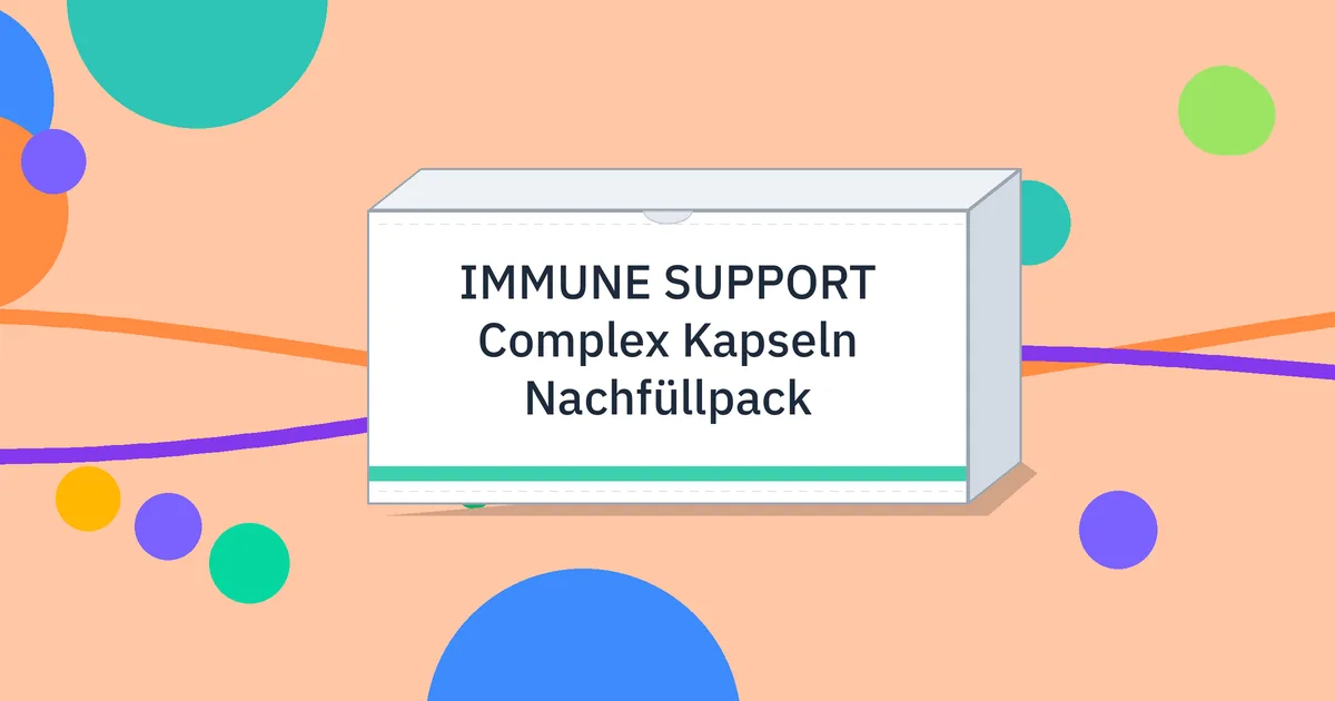 Symbolbild: Packung mit der Aufschrift IMMUNE SUPPORT Complex Kapseln Nachfüllpack (PZN 16923735) – Verfügbarkeit und Bezug in Apotheken in Frankfurt am Main