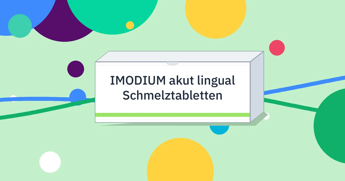 Symbolbild: Packung mit der Aufschrift IMODIUM akut lingual Schmelztabletten (PZN 01689848) – Verfügbarkeit und Bezug in Apotheken in Frankfurt am Main