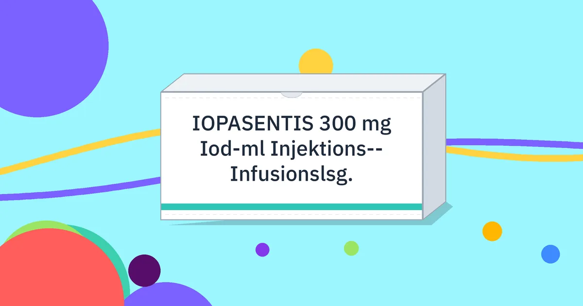 Symbolbild: Packung mit der Aufschrift IOPASENTIS 300 mg Iod-ml Injektions--Infusionslsg. (PZN 13354225) – Verfügbarkeit und Bezug in Apotheken in Frankfurt am Main