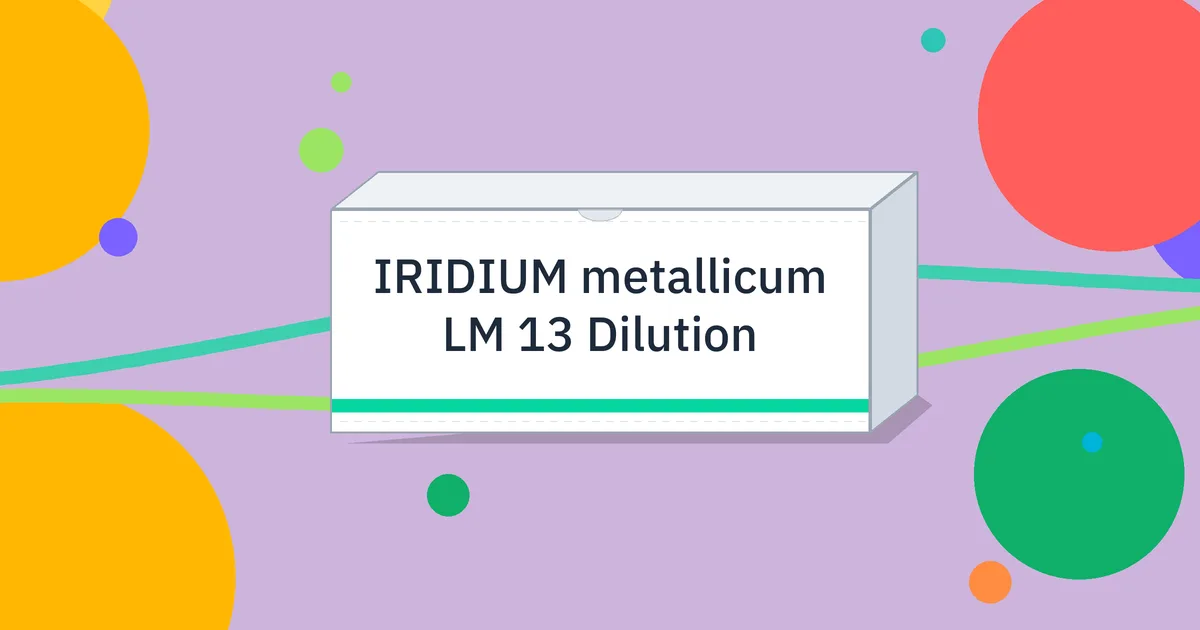 Symbolbild: Packung mit der Aufschrift IRIDIUM metallicum LM 13 Dilution (PZN 12913438) – Verfügbarkeit und Bezug in Apotheken in Frankfurt am Main
