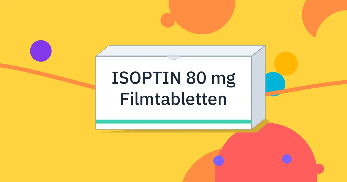 Symbolbild: Packung mit der Aufschrift ISOPTIN 80 mg Filmtabletten (PZN 01976772) – Verfügbarkeit und Bezug in Apotheken in Frankfurt am Main