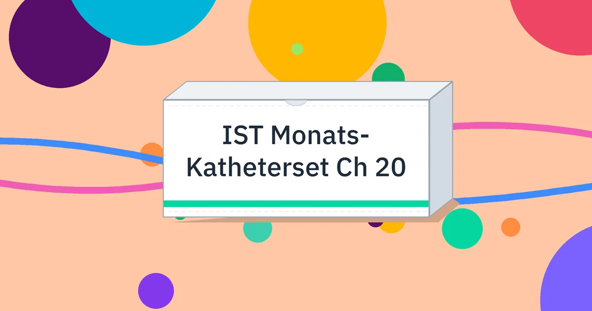 Symbolbild: Packung mit der Aufschrift IST Monats-Katheterset Ch 20 (PZN 09694435) – Verfügbarkeit und Bezug in Apotheken in Frankfurt am Main