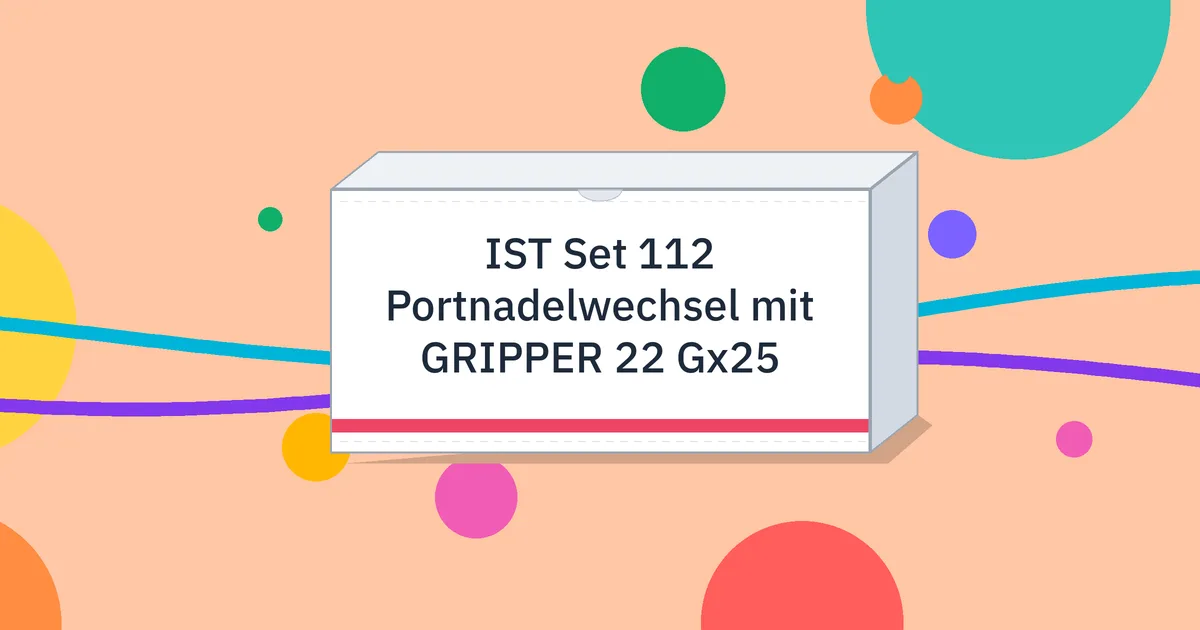 Symbolbild: Packung mit der Aufschrift IST Set 112 Portnadelwechsel mit GRIPPER 22 Gx25 (PZN 10049556) – Verfügbarkeit und Bezug in Apotheken in Frankfurt am Main
