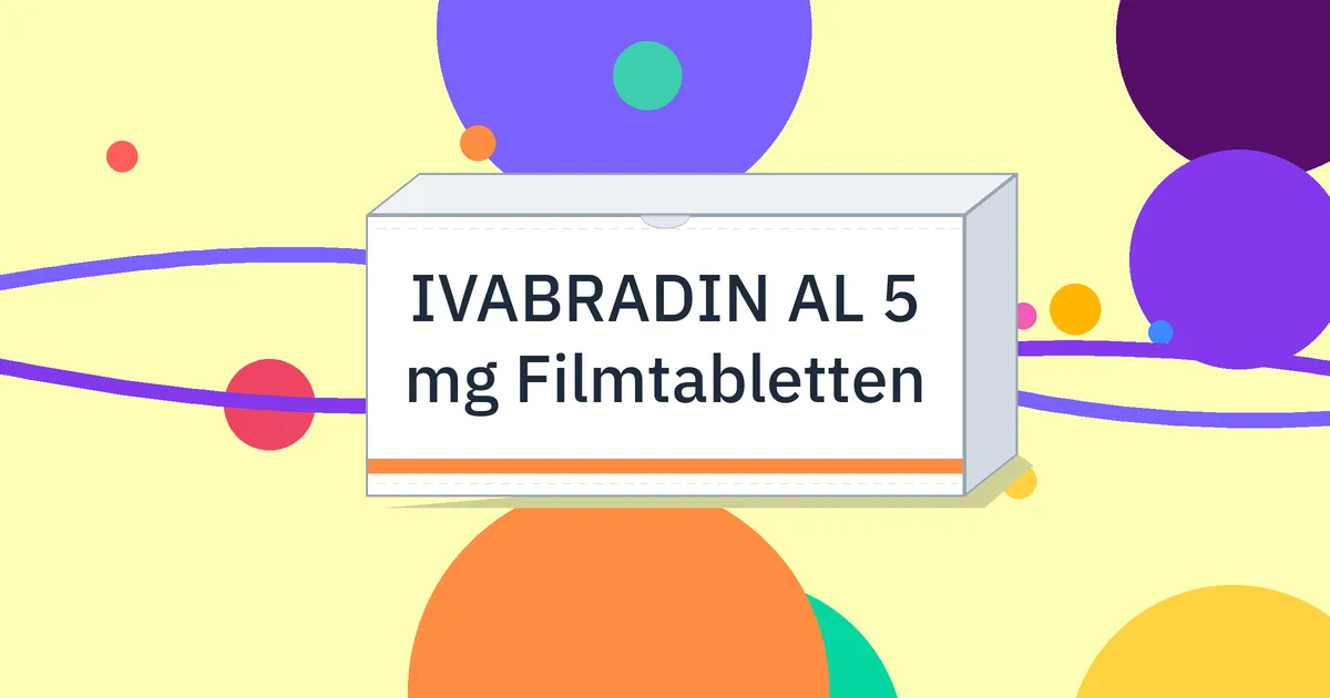 Symbolbild: Packung mit der Aufschrift IVABRADIN AL 5 mg Filmtabletten (PZN 13813578) – Verfügbarkeit und Bezug in Apotheken in Frankfurt am Main