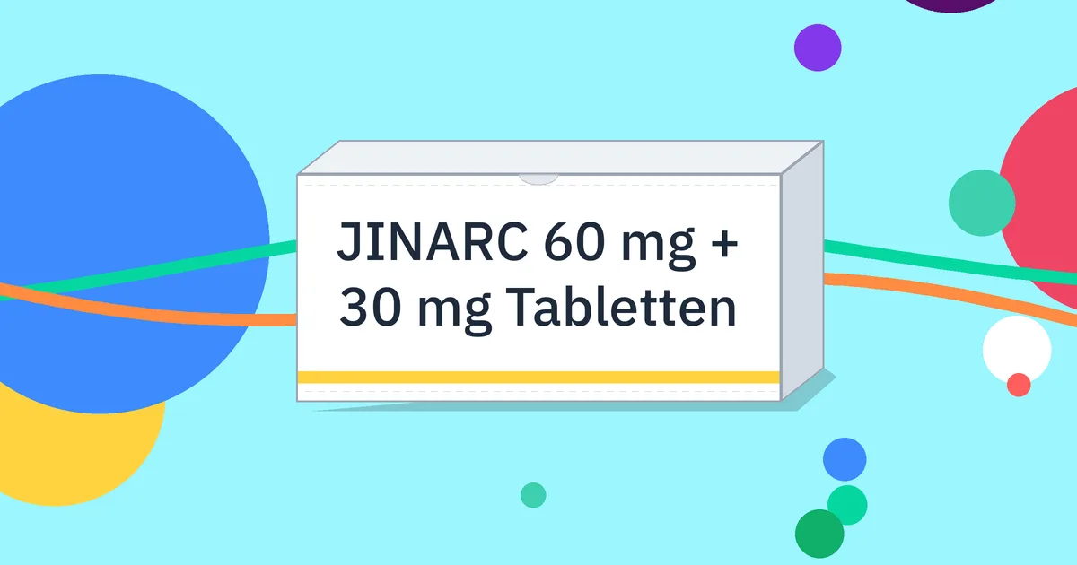 Symbolbild: Packung mit der Aufschrift JINARC 60 mg + 30 mg Tabletten (PZN 20391617) – Verfügbarkeit und Bezug in Apotheken in Frankfurt am Main