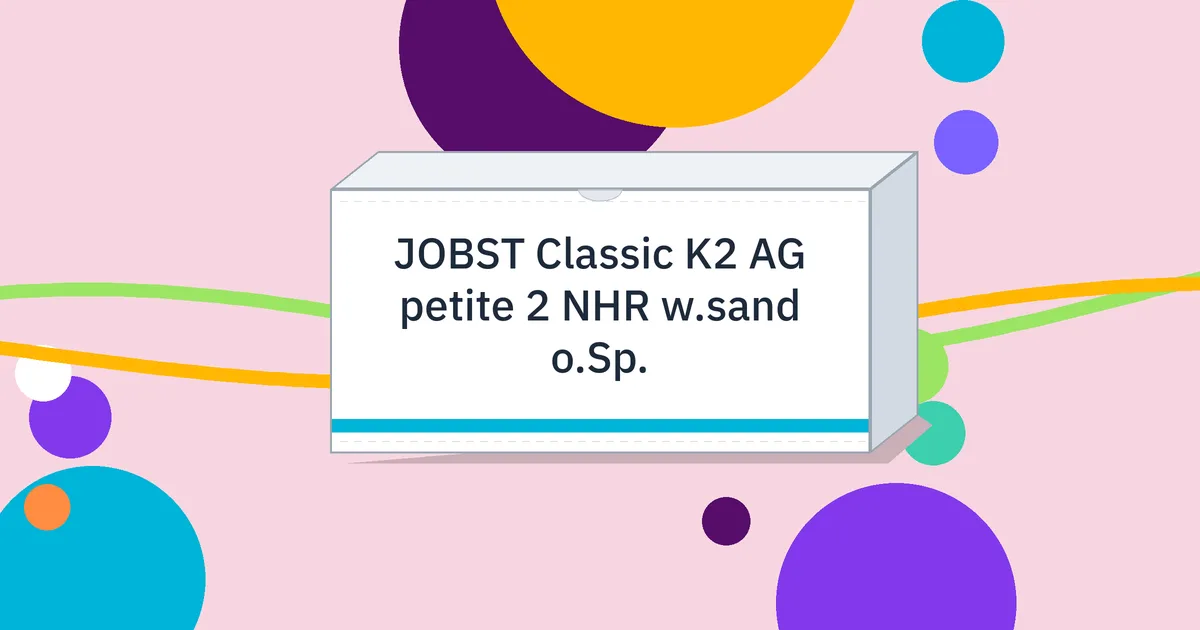 Symbolbild: Packung mit der Aufschrift JOBST Classic K2 AG petite 2 NHR w.sand o.Sp. (PZN 10728122) – Verfügbarkeit und Bezug in Apotheken in Frankfurt am Main