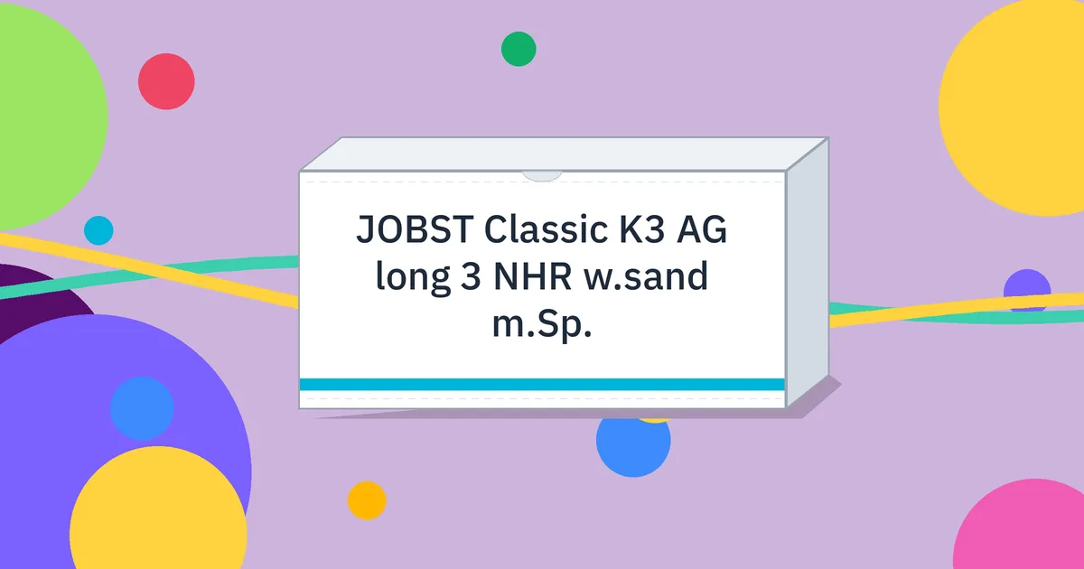 Symbolbild: Packung mit der Aufschrift JOBST Classic K3 AG long 3 NHR w.sand m.Sp. (PZN 13071881) – Verfügbarkeit und Bezug in Apotheken in Frankfurt am Main