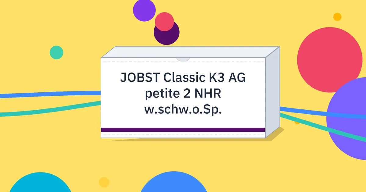 Symbolbild: Packung mit der Aufschrift JOBST Classic K3 AG petite 2 NHR w.schw.o.Sp. (PZN 13073182) – Verfügbarkeit und Bezug in Apotheken in Frankfurt am Main