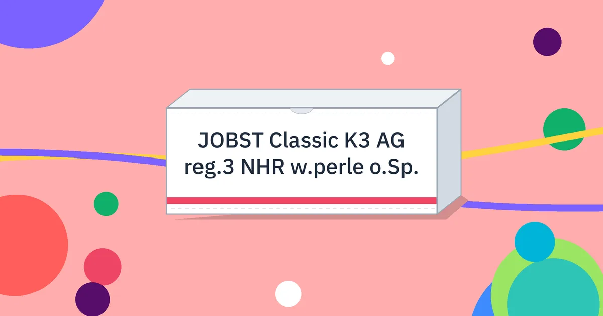 Symbolbild: Packung mit der Aufschrift JOBST Classic K3 AG reg.3 NHR w.perle o.Sp. (PZN 13073845) – Verfügbarkeit und Bezug in Apotheken in Frankfurt am Main