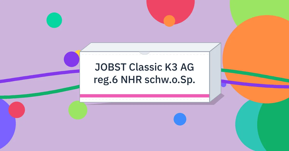 Symbolbild: Packung mit der Aufschrift JOBST Classic K3 AG reg.6 NHR schw.o.Sp. (PZN 13073816) – Verfügbarkeit und Bezug in Apotheken in Frankfurt am Main