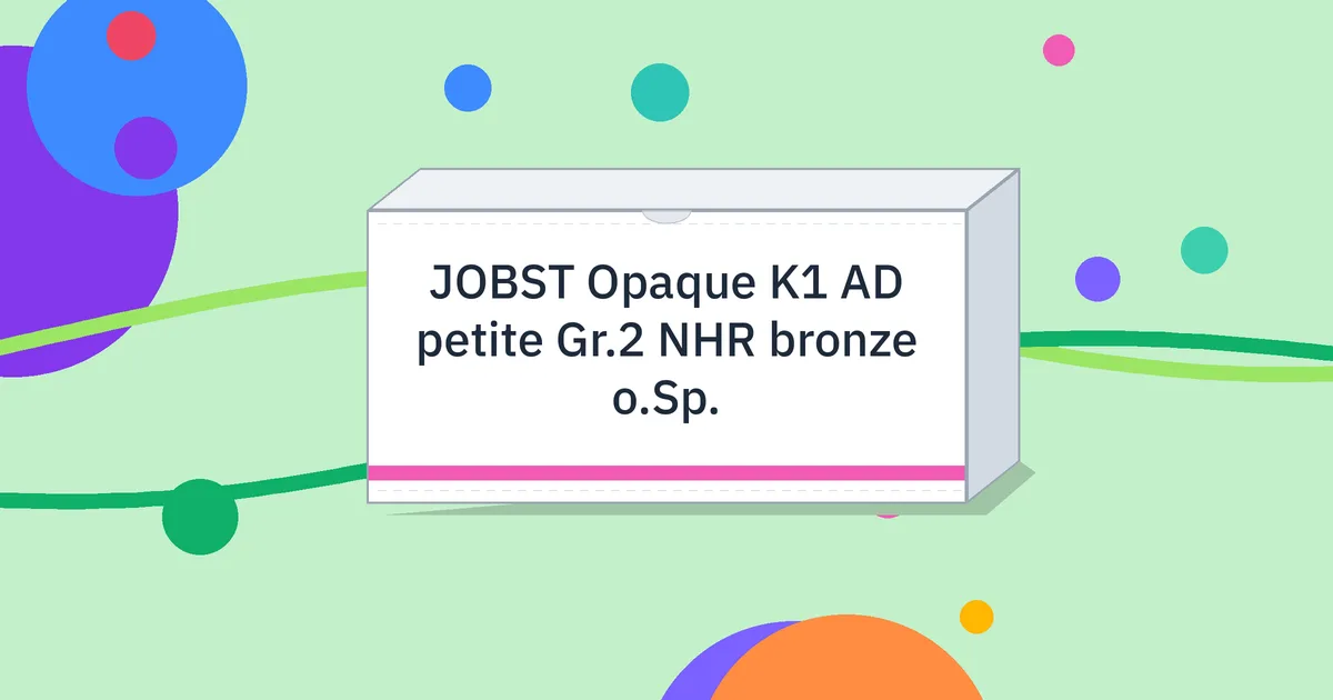 Symbolbild: Packung mit der Aufschrift JOBST Opaque K1 AD petite Gr.2 NHR bronze o.Sp. (PZN 13080012) – Verfügbarkeit und Bezug in Apotheken in Frankfurt am Main