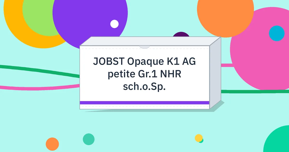 Symbolbild: Packung mit der Aufschrift JOBST Opaque K1 AG petite Gr.1 NHR sch.o.Sp. (PZN 13088261) – Verfügbarkeit und Bezug in Apotheken in Frankfurt am Main