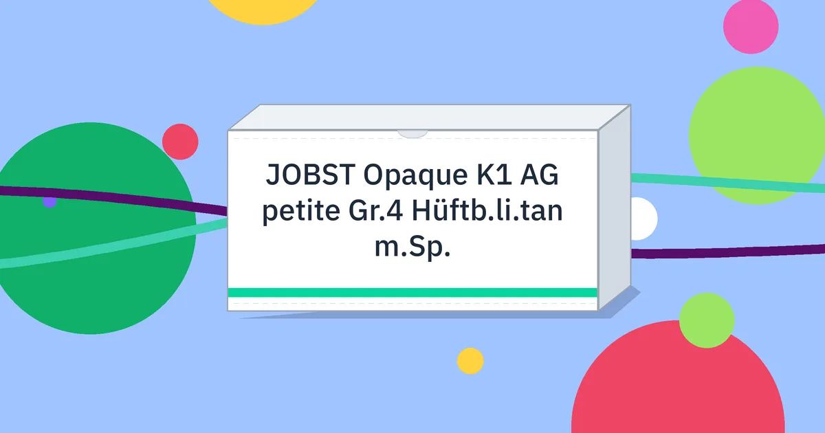 Symbolbild: Packung mit der Aufschrift JOBST Opaque K1 AG petite Gr.4 Hüftb.li.tan m.Sp. (PZN 16273763) – Verfügbarkeit und Bezug in Apotheken in Frankfurt am Main