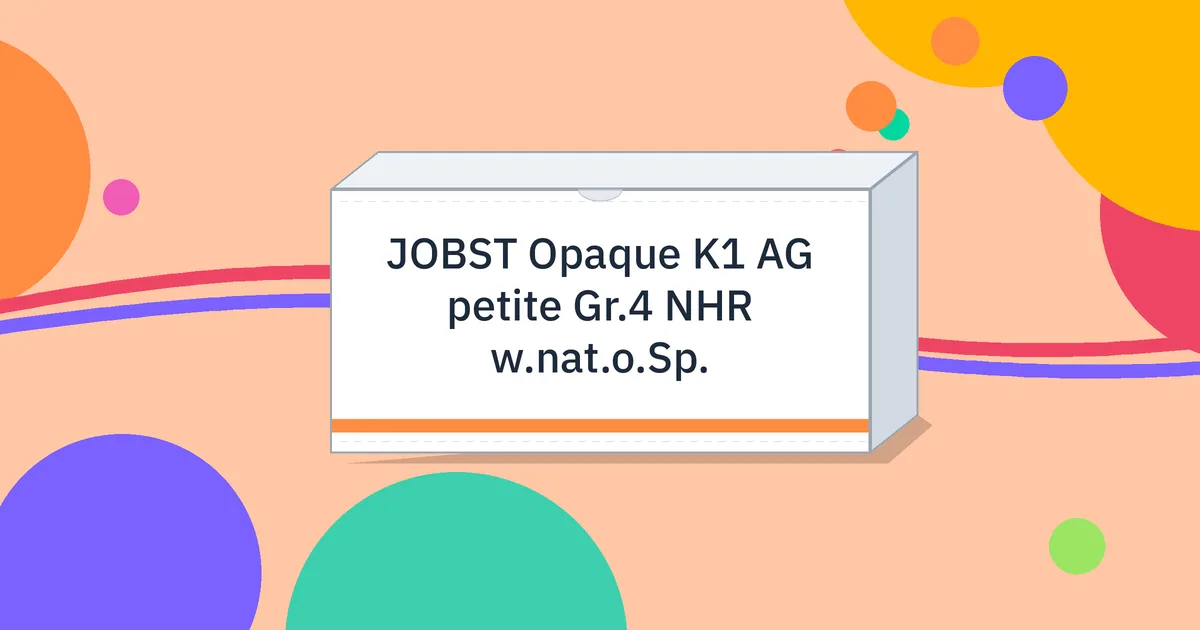 Symbolbild: Packung mit der Aufschrift JOBST Opaque K1 AG petite Gr.4 NHR w.nat.o.Sp. (PZN 13088597) – Verfügbarkeit und Bezug in Apotheken in Frankfurt am Main
