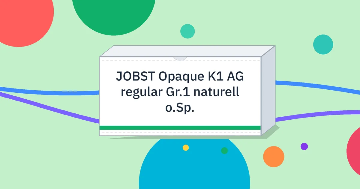Symbolbild: Packung mit der Aufschrift JOBST Opaque K1 AG regular Gr.1 naturell o.Sp. (PZN 13095775) – Verfügbarkeit und Bezug in Apotheken in Frankfurt am Main