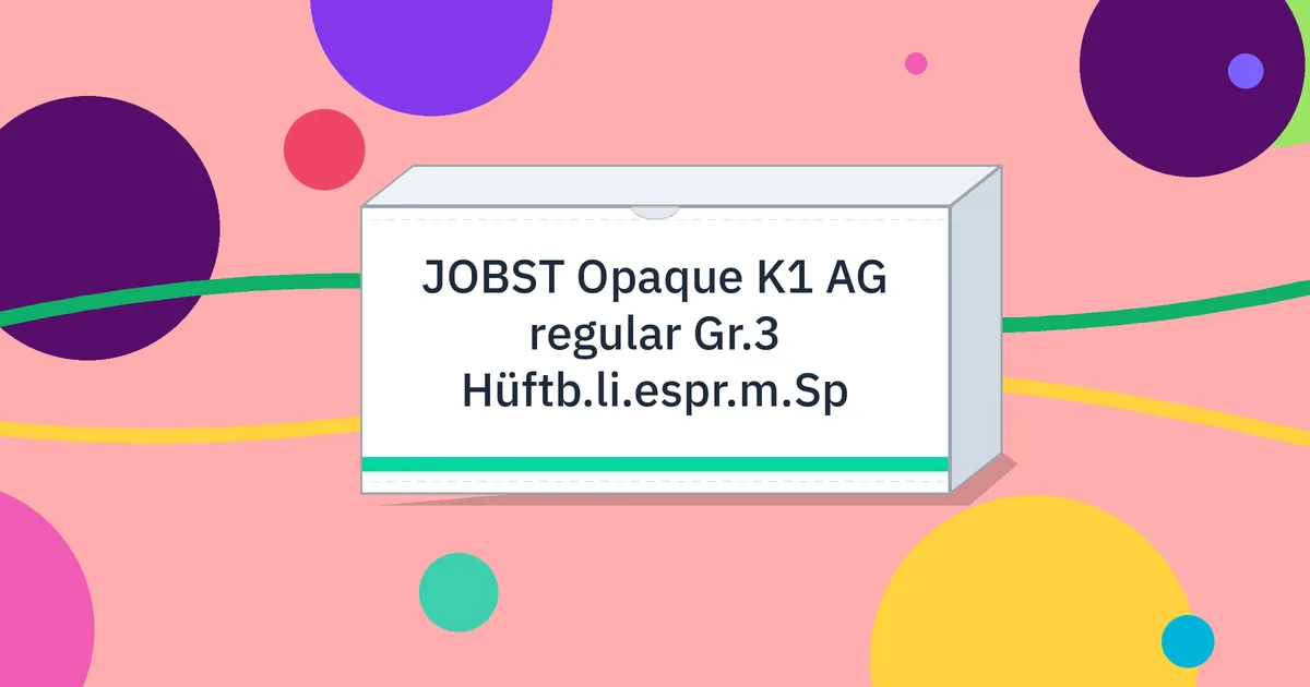 Symbolbild: Packung mit der Aufschrift JOBST Opaque K1 AG regular Gr.3 Hüftb.li.espr.m.Sp (PZN 16272870) – Verfügbarkeit und Bezug in Apotheken in Frankfurt am Main