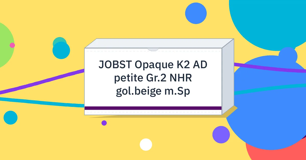 Symbolbild: Packung mit der Aufschrift JOBST Opaque K2 AD petite Gr.2 NHR gol.beige m.Sp (PZN 16278631) – Verfügbarkeit und Bezug in Apotheken in Frankfurt am Main