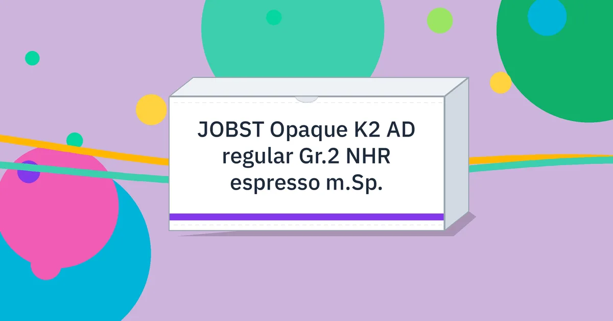 Symbolbild: Packung mit der Aufschrift JOBST Opaque K2 AD regular Gr.2 NHR espresso m.Sp. (PZN 16278163) – Verfügbarkeit und Bezug in Apotheken in Frankfurt am Main