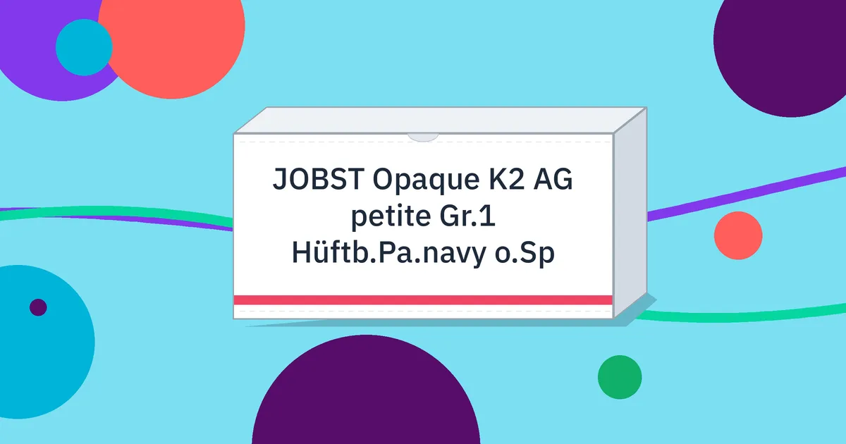 Symbolbild: Packung mit der Aufschrift JOBST Opaque K2 AG petite Gr.1 Hüftb.Pa.navy o.Sp (PZN 13114679) – Verfügbarkeit und Bezug in Apotheken in Frankfurt am Main