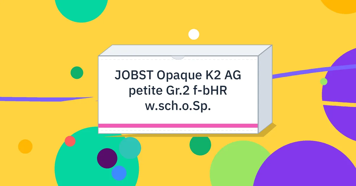 Symbolbild: Packung mit der Aufschrift JOBST Opaque K2 AG petite Gr.2 f-bHR w.sch.o.Sp. (PZN 11256501) – Verfügbarkeit und Bezug in Apotheken in Frankfurt am Main
