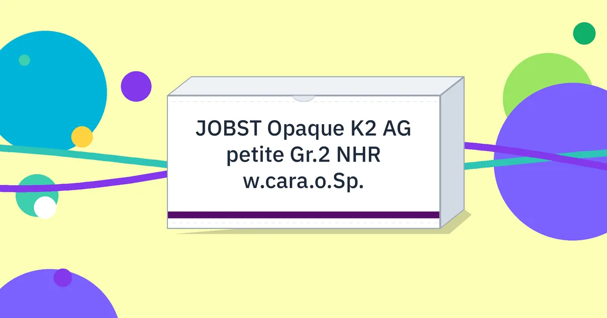 Symbolbild: Packung mit der Aufschrift JOBST Opaque K2 AG petite Gr.2 NHR w.cara.o.Sp. (PZN 11255921) – Verfügbarkeit und Bezug in Apotheken in Frankfurt am Main