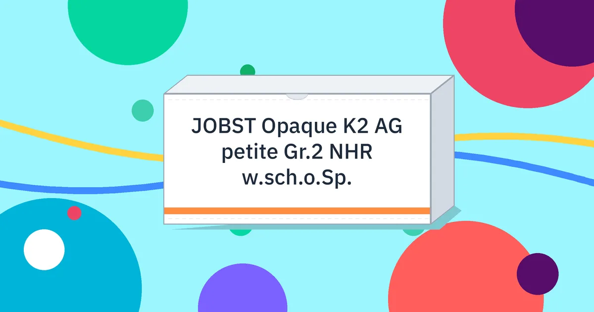 Symbolbild: Packung mit der Aufschrift JOBST Opaque K2 AG petite Gr.2 NHR w.sch.o.Sp. (PZN 11256576) – Verfügbarkeit und Bezug in Apotheken in Frankfurt am Main