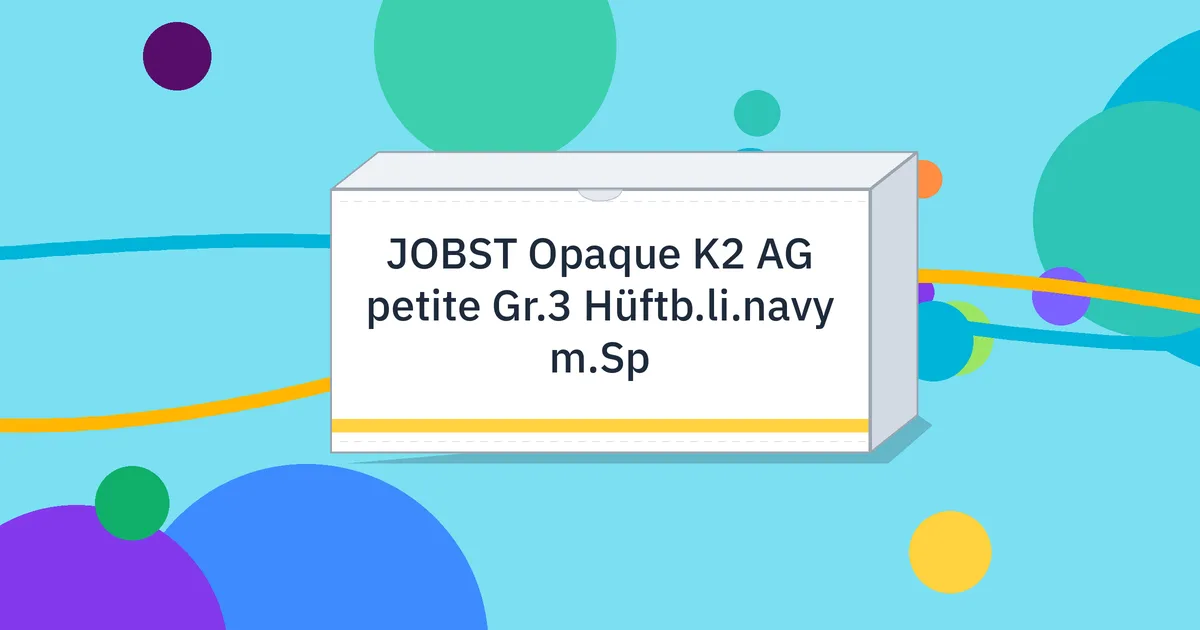 Symbolbild: Packung mit der Aufschrift JOBST Opaque K2 AG petite Gr.3 Hüftb.li.navy m.Sp (PZN 13113616) – Verfügbarkeit und Bezug in Apotheken in Frankfurt am Main